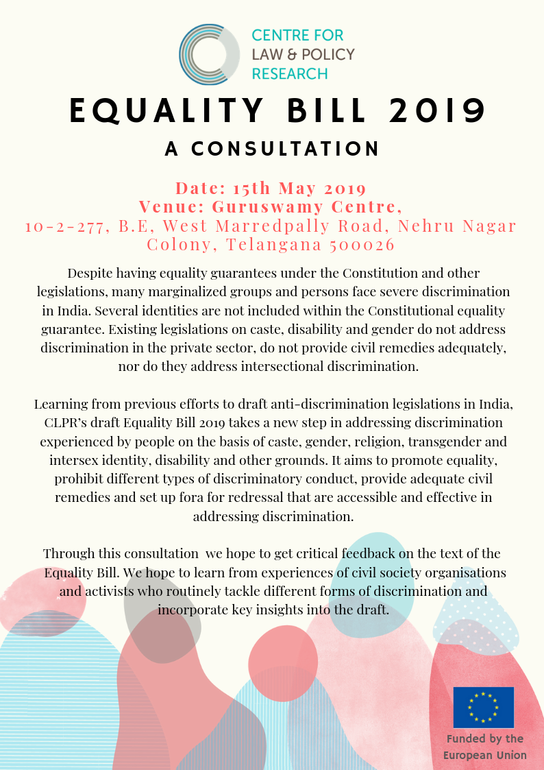 CLPR | Equality Bill 2019 | Consultation -Centre for Law & Policy Research