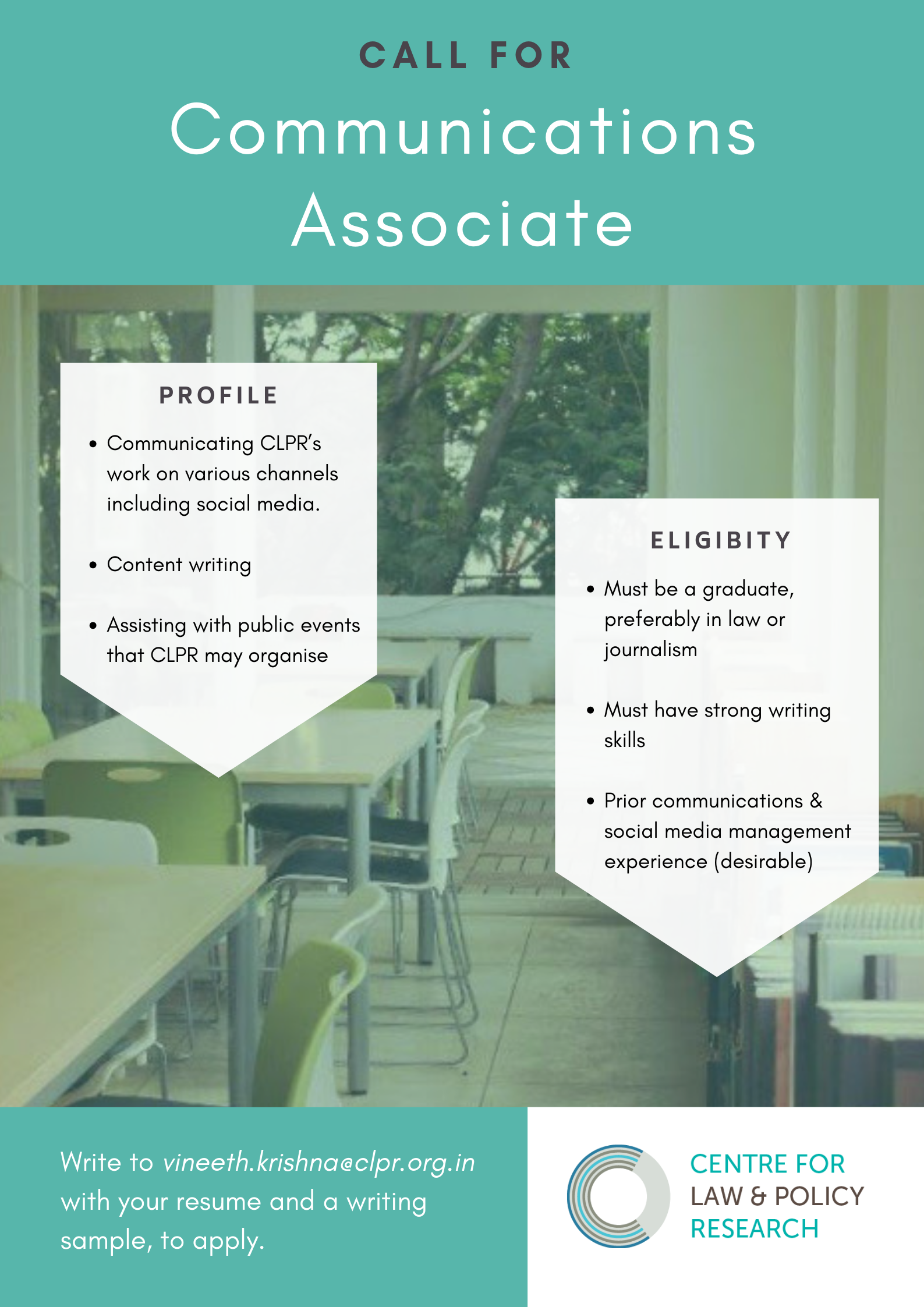 Call for Communications Associate | Centre for Law and Policy Research