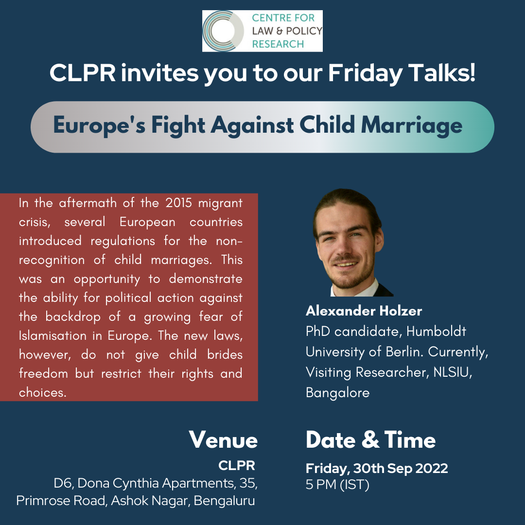 CLPR Friday Talks: Europe's Fight Against Child Marriage - Centre for ...