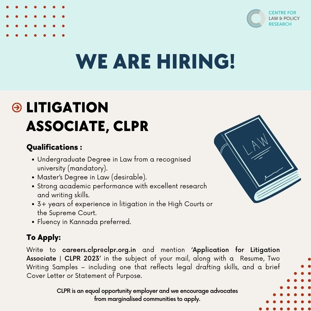 Call for Litigation Associate | CLPR | 2023 - Centre for Law & Policy ...