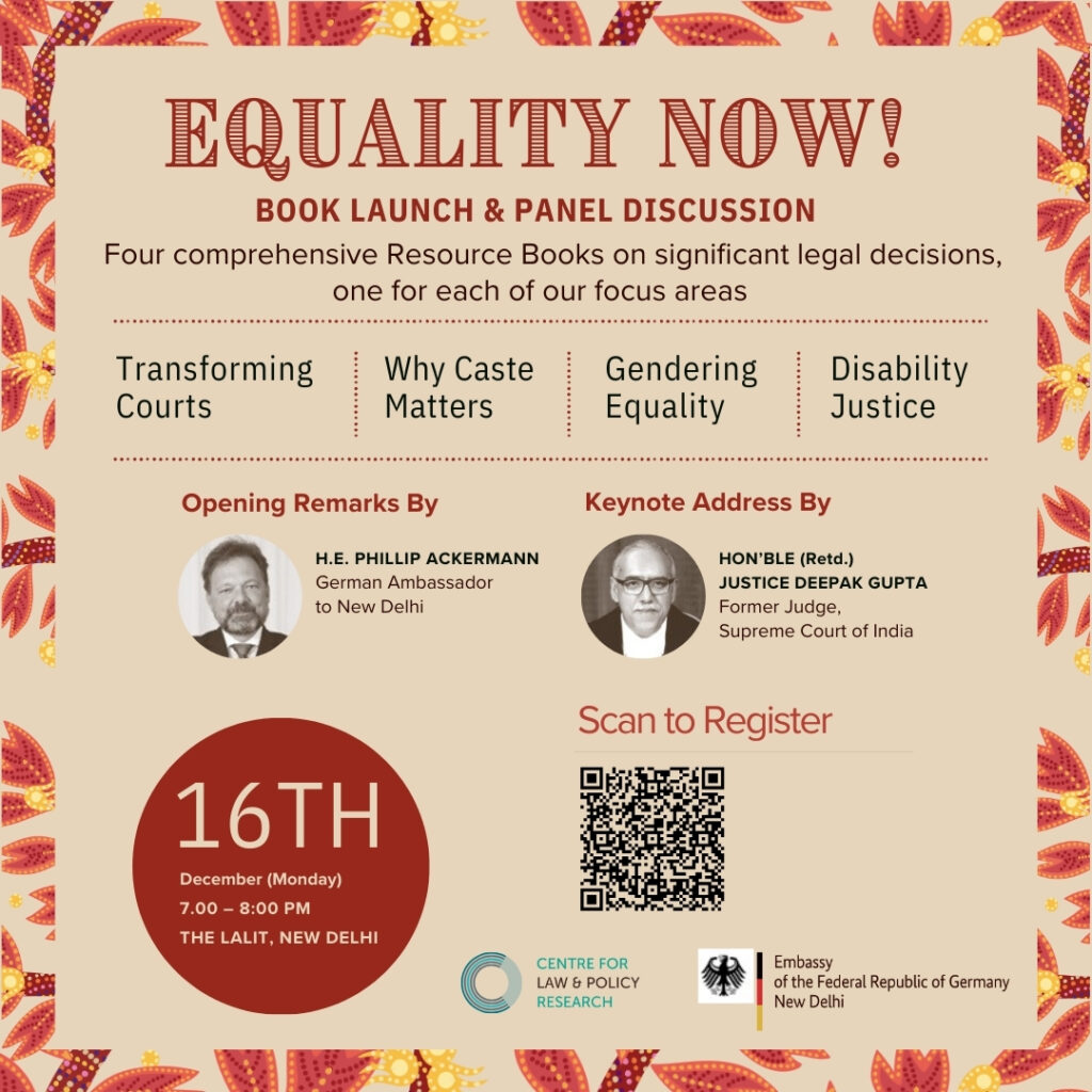 Book Launch of the 'Equality Now!' Series - Centre for Law & Policy ...